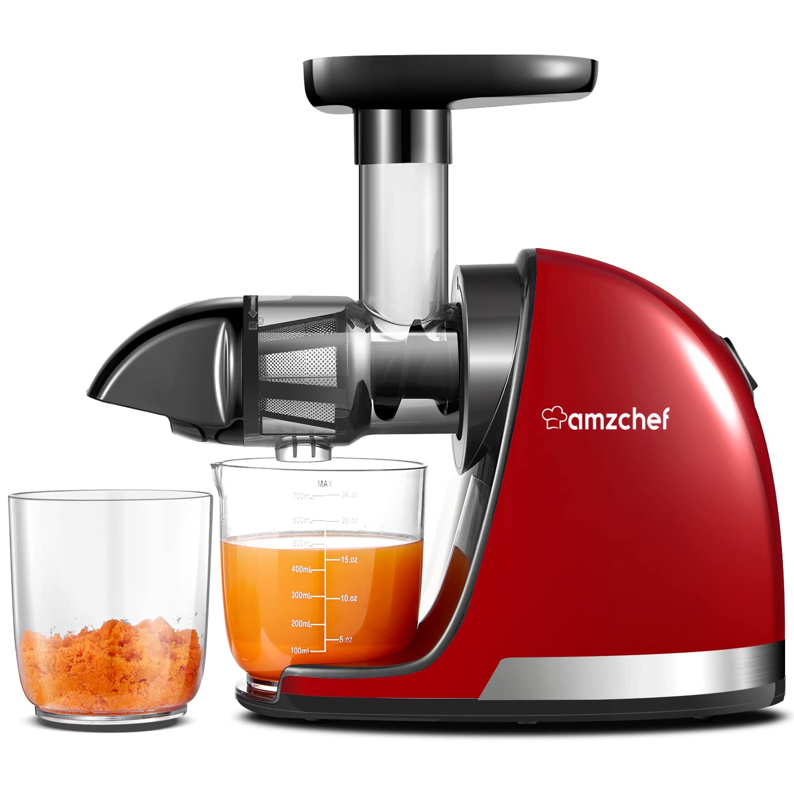 AMZCHEF Slow Masticating Juicer Bundle with Meat Grinder Attachment,Cold Press Juicer With Silent Motor and Reverse Function,with Sausage Stuffer Tubes and Grinding Plates