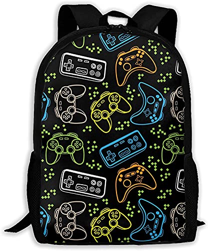 Aeoiba Colorful Video Game Laptop Computer Backpack, Multi-functional School Hiking Work Daypacks Waterproof Business Computer Backpack Bag Fit 15.6 Laptop and Notebook