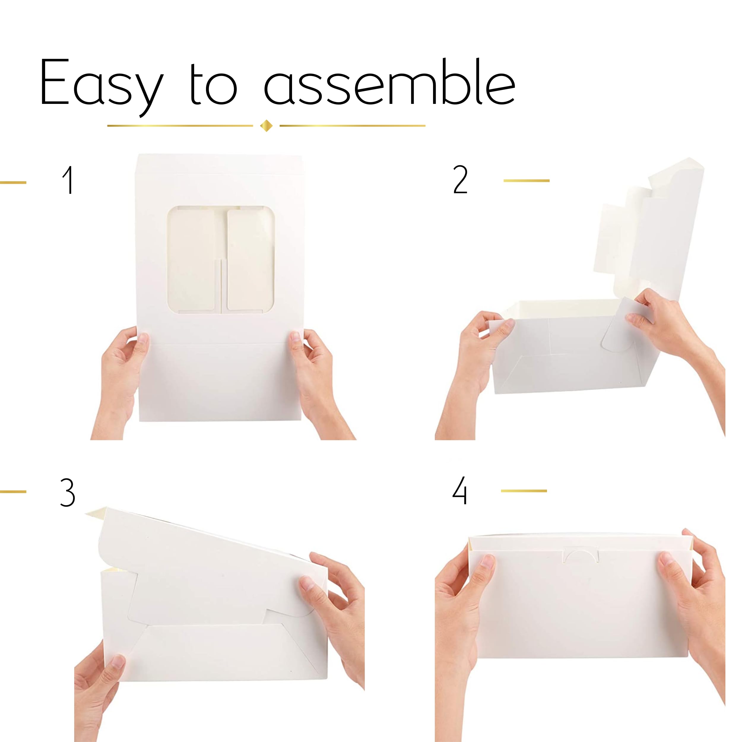 BELMAKS 10 Inch Cake Box Set β Disposable Cake Containers with Lids and Gold Ribbon Bakery Boxes with Window Tall Cake Boxes 10 Inch and 10 Inch Cake Drum Paper Box for Cake with Ribbon and Cake Board
