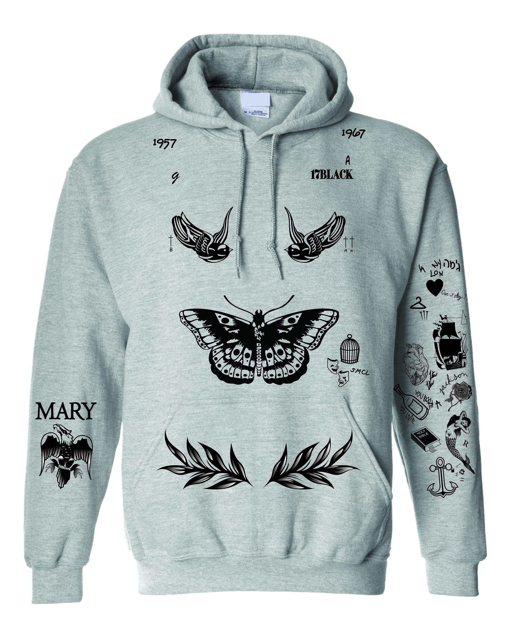 ALLNTRENDS Adult Hoodie Harry Tattoos 2021 Newest Sweatshirt Cool Top Trendy Hooded (2XL, Sporty Grey)