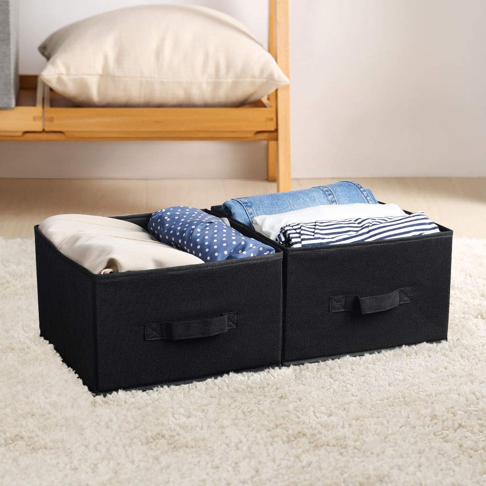Aoolife Foldable Fabric Closet Drawer Organizer,Cube Storage Bins with Handle,Storage Cubes Basket Units in to storage Clothing, T Shirts, Leggings,Underwear, Bras, Socks and more- Set of 2