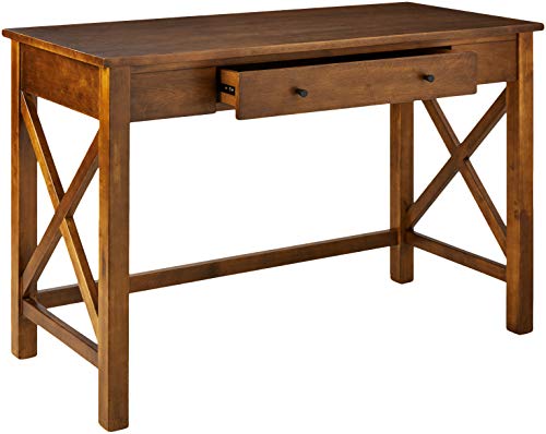 Amazon Brand – Ravenna Home Classic Two-Drawer Desk, 44"W, Walnut