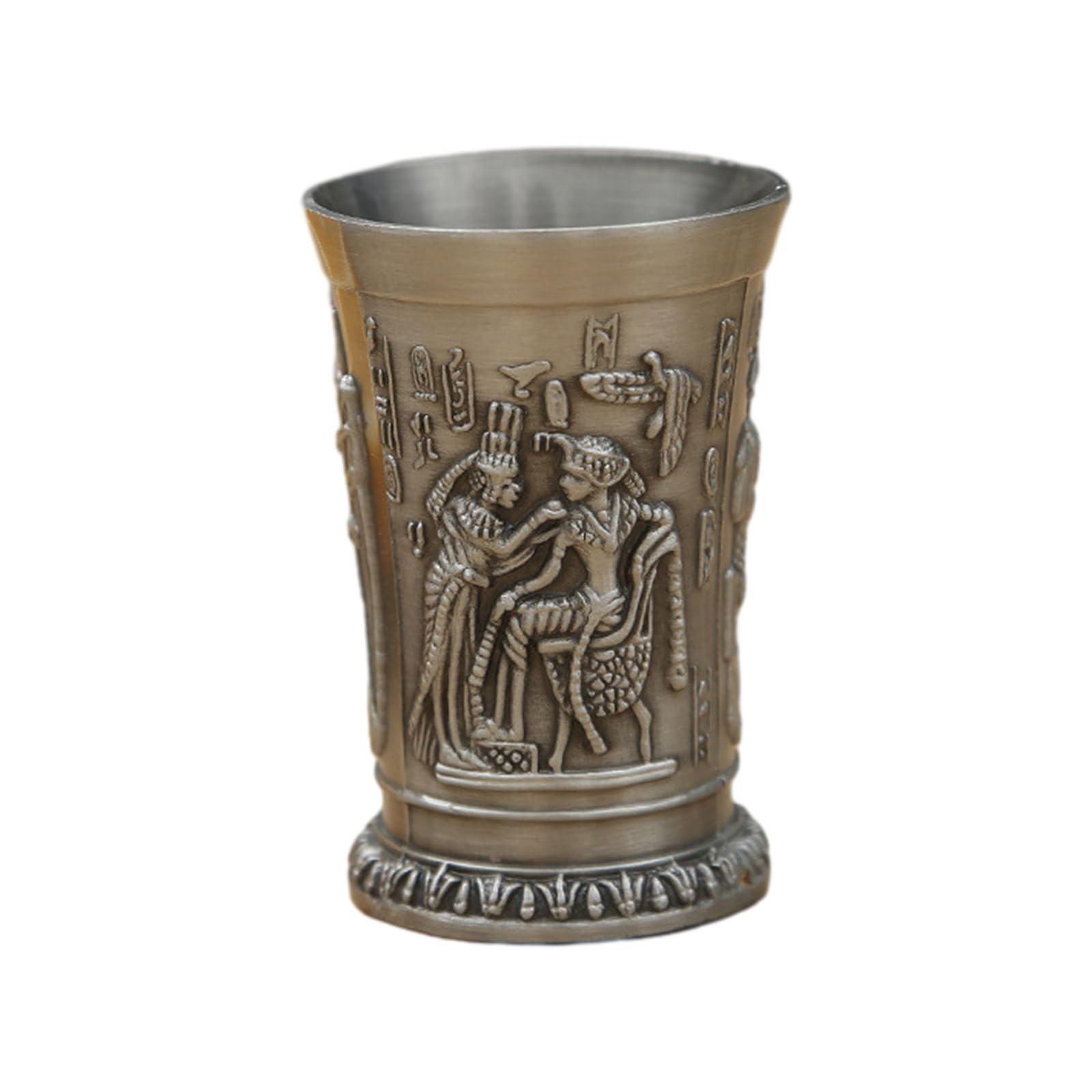 AOOOWER Ancient Drinkware Metal Vintage Egyptian Glass Egypt Wine Cup Red Wines Goblet Cup Embossed Engraving Glass Vintage Metal Wine Glass