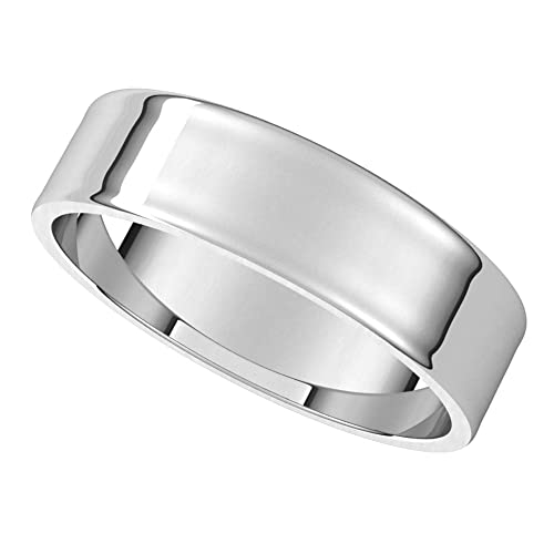 Banvari 14K White Gold 5mm Flat Ultra-Light Band Size 8| Made in USA