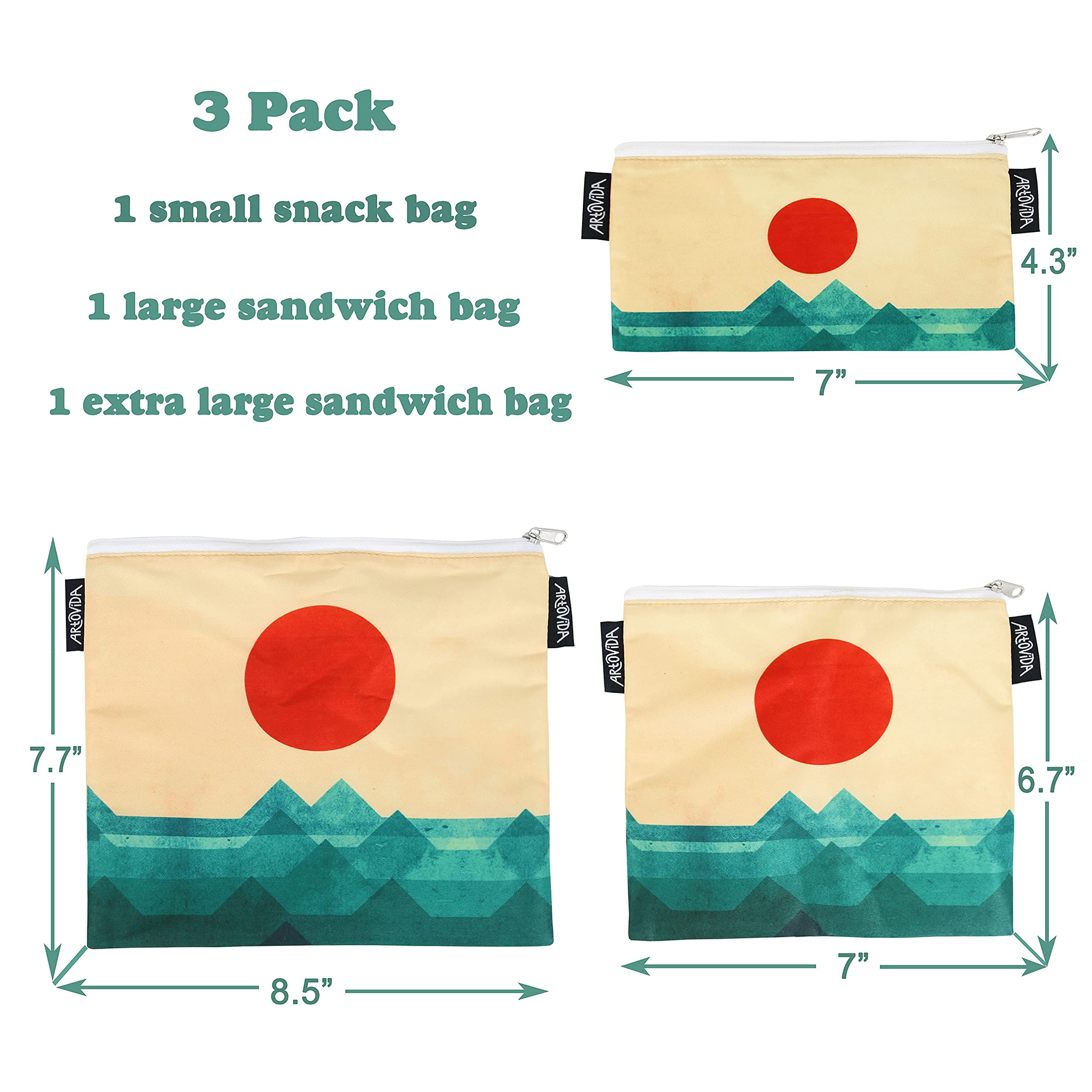 Artovida Artists Collective Lunch Baggies | Snack and Sandwich Bags with Zipper - Improved Dual Layer Design by Budi Kwan (Indonesia) The Ocean, the Sea, the Wave