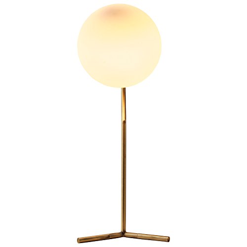 Amazon Brand – Rivet Glass Ball and Metal Table Lamp with Bulb Included, 21.5" H, Brass