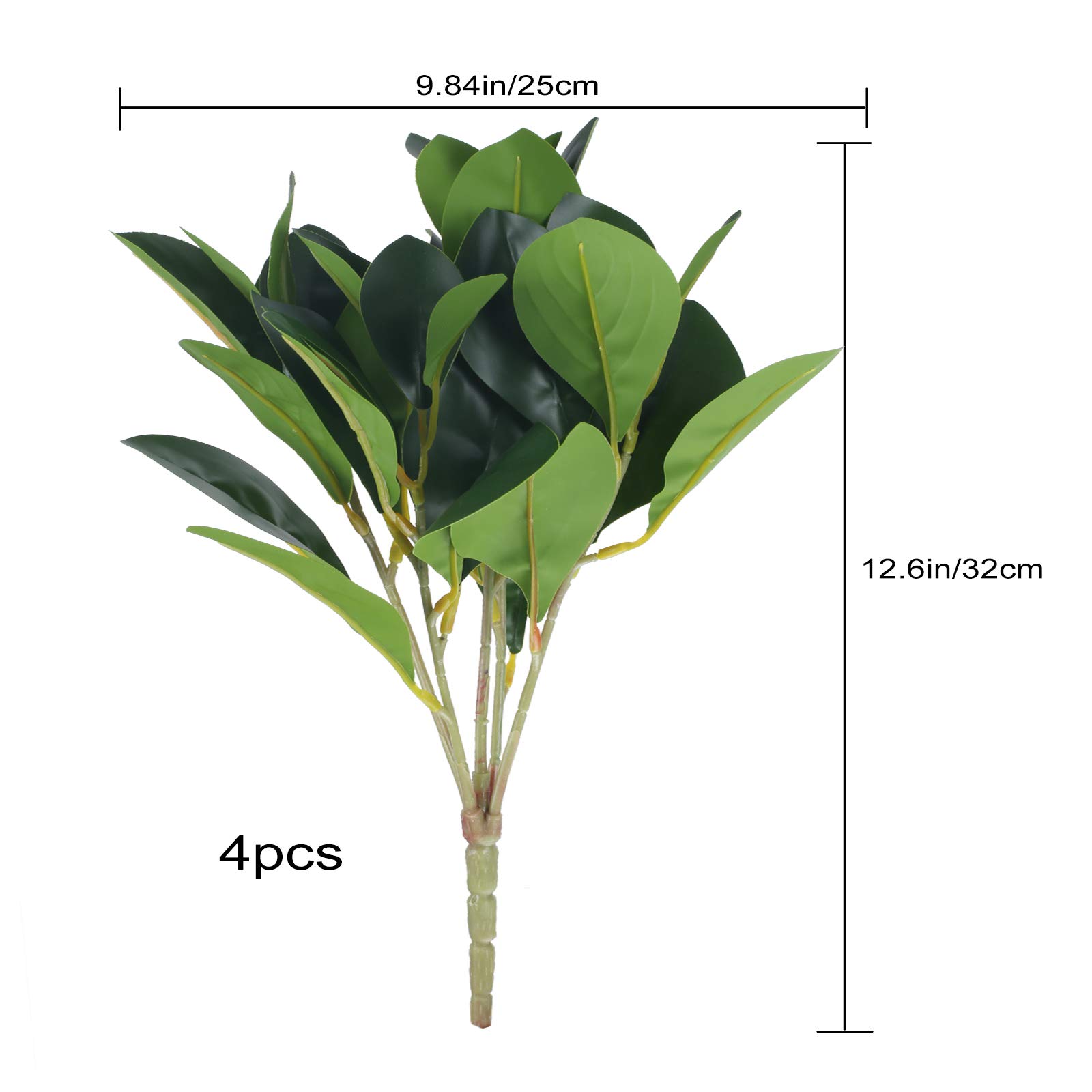 HO2NLE 4Pcs Artificial Shrubs Plants Fake Eucalyptus Leaves Stems Faux Greenery Branches for Garden Window Box Home Wedding Courtyard Outdoor Office Kitchen Decoration