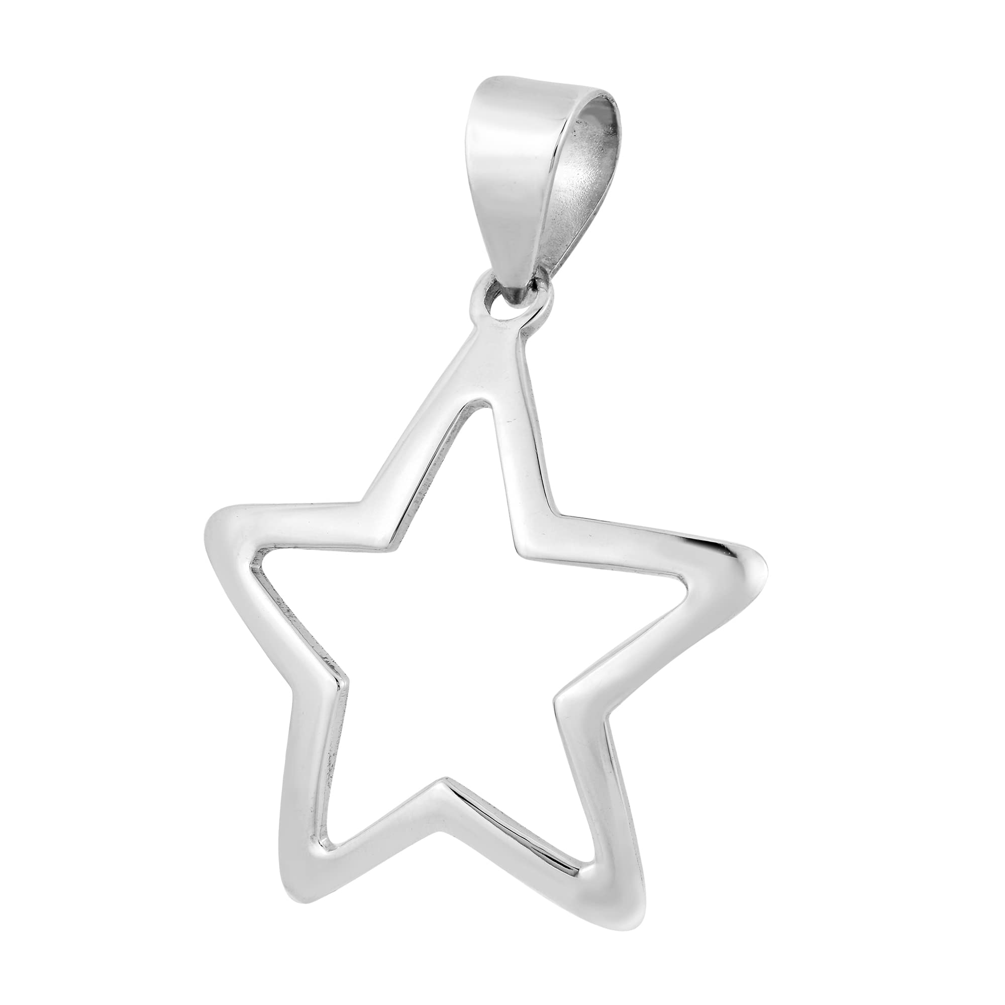 AeraVida 24mm Cute Cut Out Star .925 Sterling Silver Pendant | Adorable Sterling Silver Pendant Charm for Women | Trendy Plain Pendant for Women