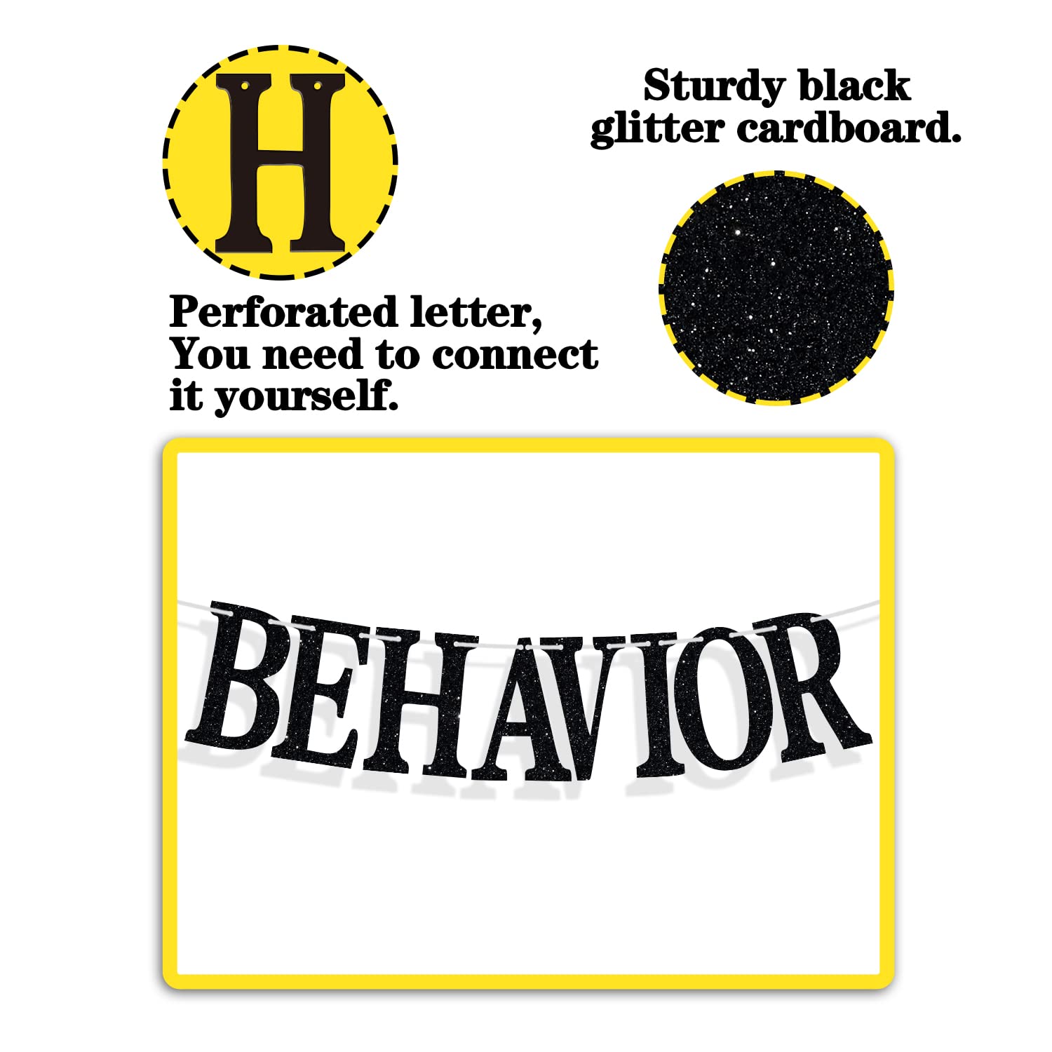 Black Glitter Worst Behavior Banner, Drake Party Decor, Baby Shower/Bridal Shower/Wedding/Birthday Party Decoration Supplies, Photo Backdrop