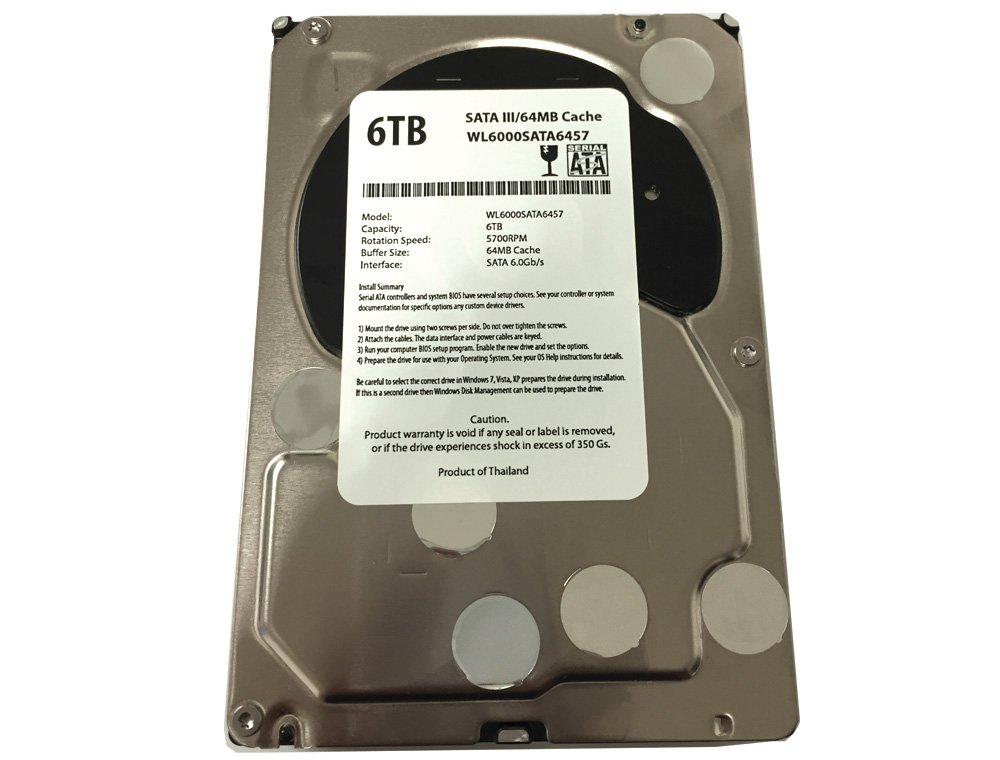 WL 6TB 64MB Cache 5400RPM SATA III (6.0Gb/s) 3.5" Internal Surveillance DVR Hard Drive - w/ 1 Year Warranty