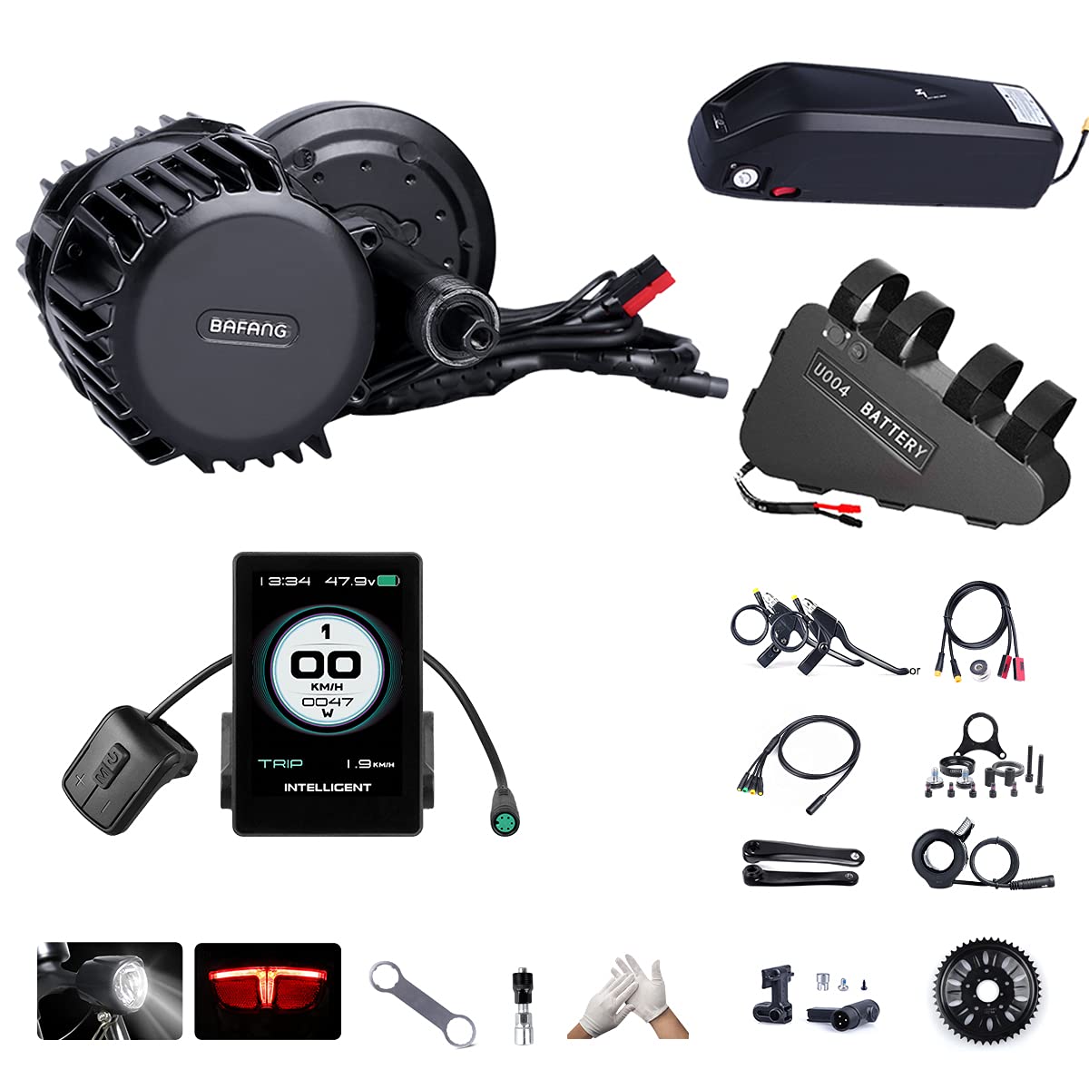 BAFANG BBS03 52V 1000W Mid Drive Motor Kit with 52V Lithium Ebike Battery BBS03 Electric Bike DIY Conversion Kits with Optional Ebike P860C Display