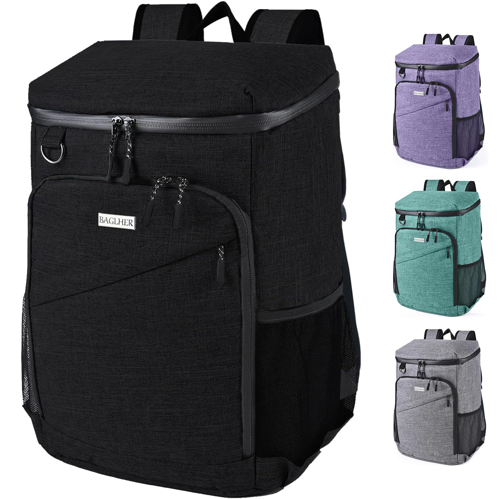 BAGLHER Cooler Backpack, Leakproof 30 Cans Insulated Soft Cooler Bag, Lightweight Lunch Box Backpack for Camping, Hiking, Picnics