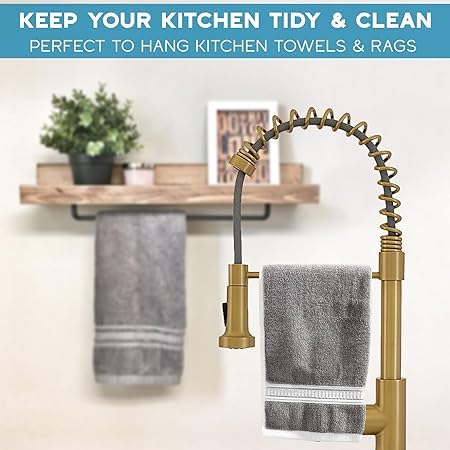 Bundle of Gold Pull Down Sprayer Kitchen Faucet with Stainless Steel Dish Drying Rack – Kitchen Sink Faucet with Dual Function Spray Head and 360 Swivel Spout - Gold 21 X 13” Roll Up Dish Drying Rack