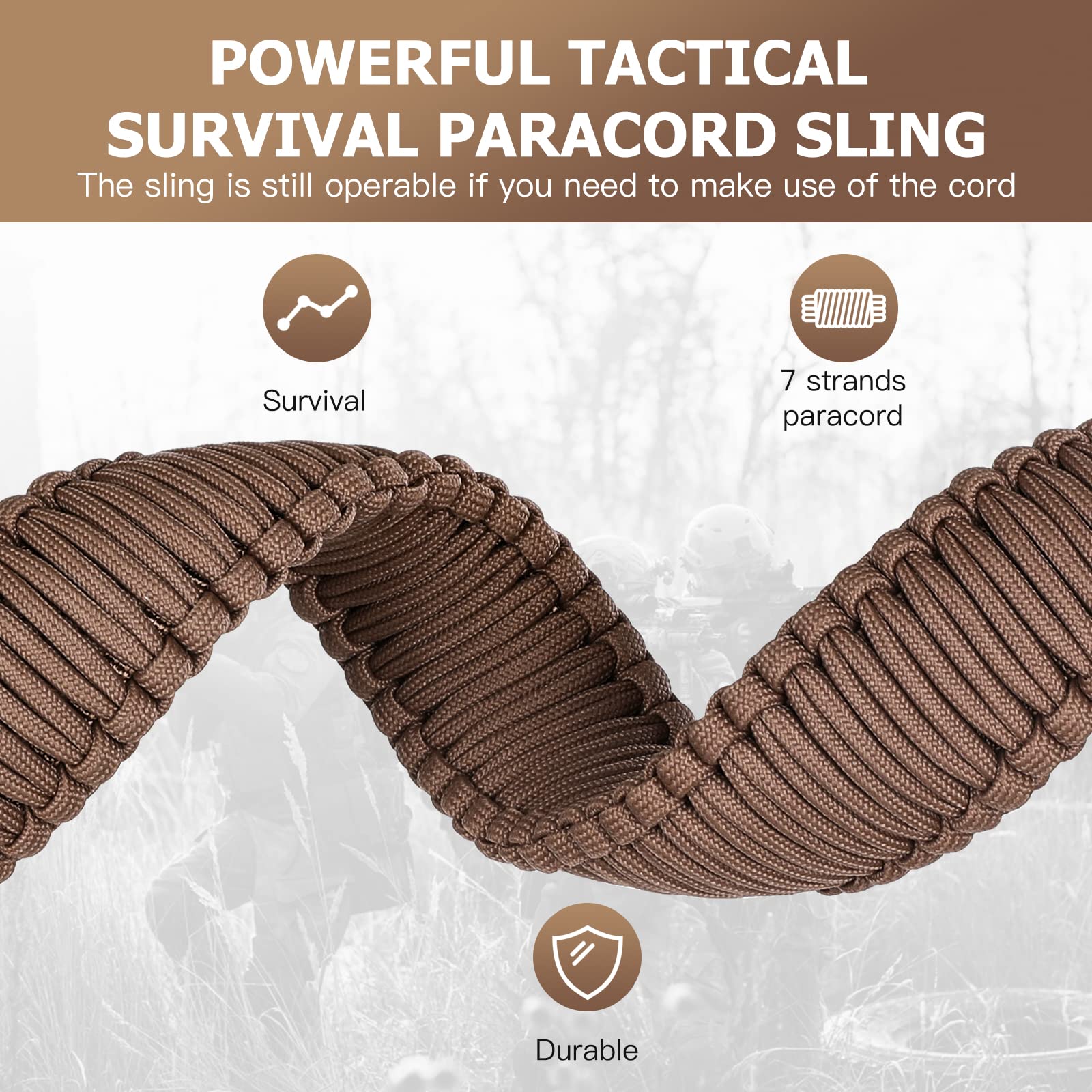 AOOK Paracord Crossbow Sling with Swivels, Non-Slip Quick Adjustable Length Strap, 2-Point Sling for Hunting