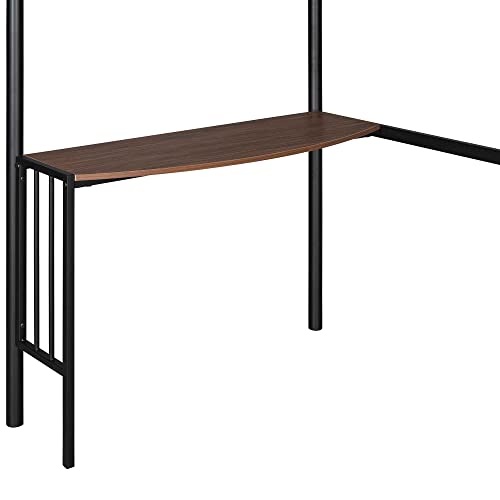 ATY Metal Bunk Beds Twin Over Full Size, L Shaped Steel Bedframe w/Desk & Built-in Ladder and Full-Length Guardrail, No Box Spring Needed, Black