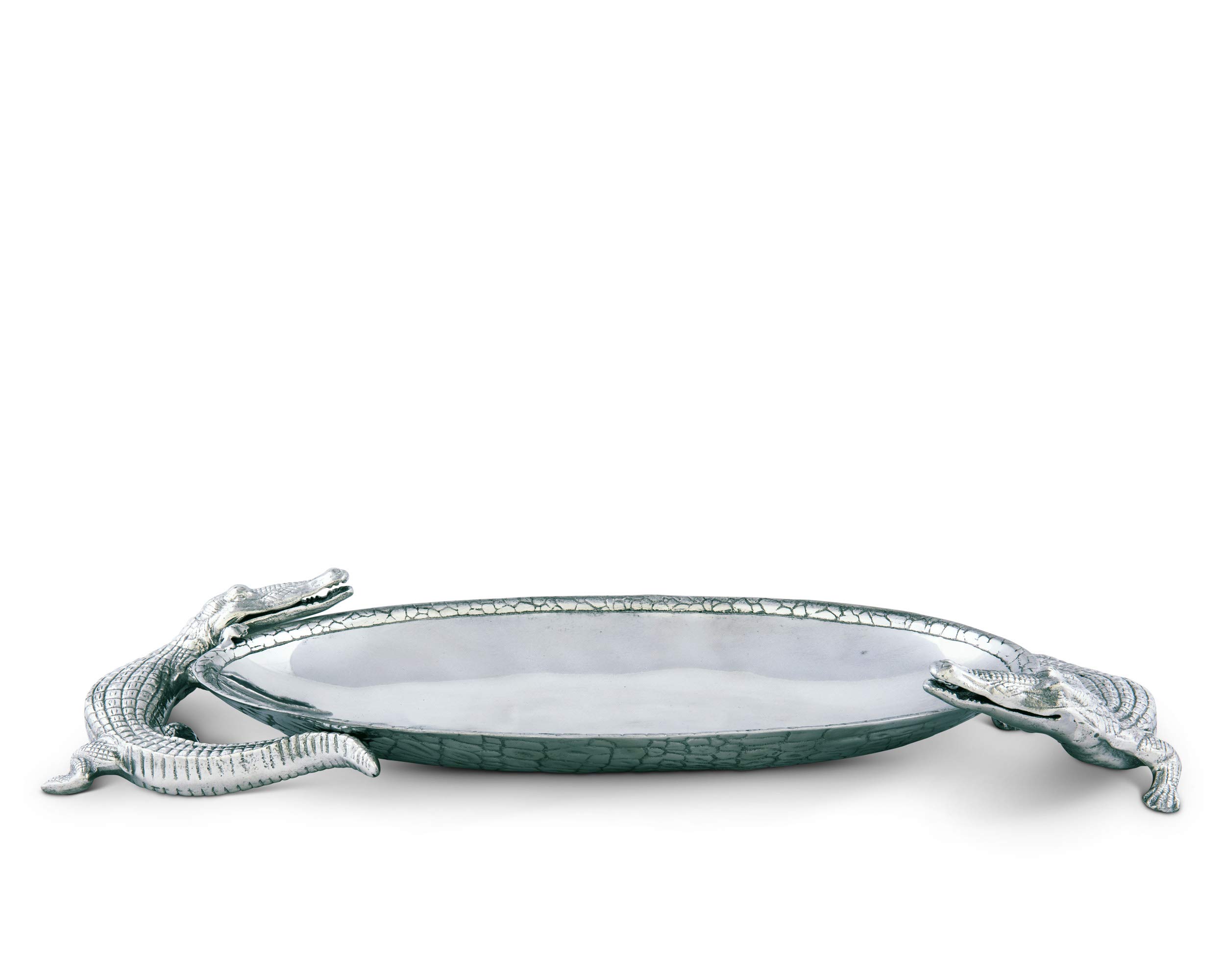 Arthur Court Designs Aluminum Alligator Gator Centerpiece Food Serving Tray Cheese Canapes Pastries 21 inch x 8 inch