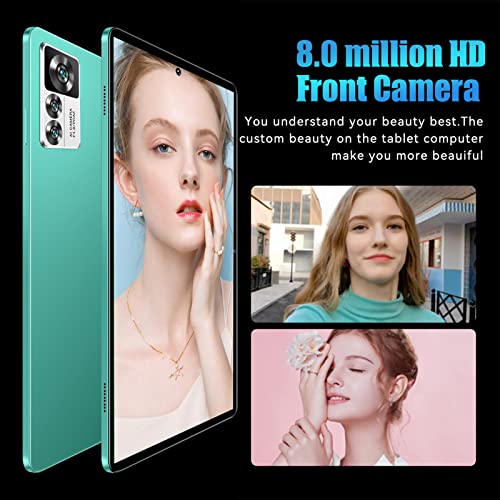 AMONIDA HD Tablet, Green Dual Camera Gaming Tablet Octa Core CPU 2 Card Slots 10.1 Inch FHD for Business (US Plug)