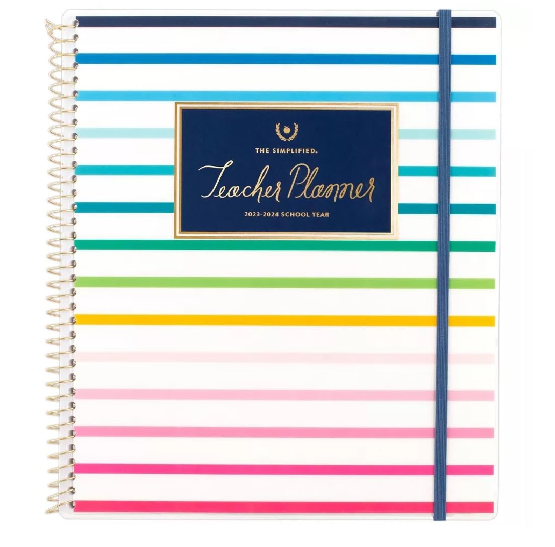At-A-Glance Emily Ley 2023-24 Teacher Planner 11"x8.375" Weekly/Monthly Happy Stripe