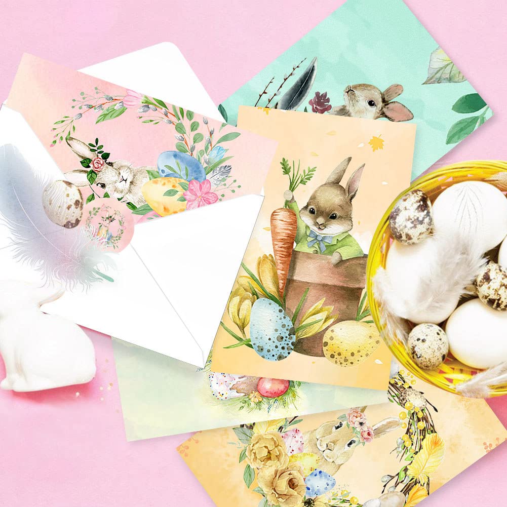 BINBE 12 Pcs Easter Cards,12 Designs Assorted Easter Greeting Cards with Envelopes for All Occasions, Birthday, Sympathy, Thanks Cards (Easter)