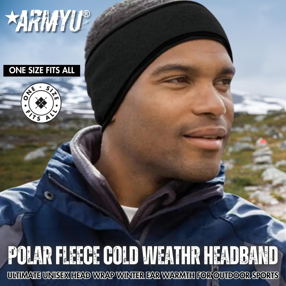 Army Universe Black Polar Fleece Cold Weathr Headband β Ultimate Unisex Head Wrap Winter Ear Warmth for Outdoor Sports