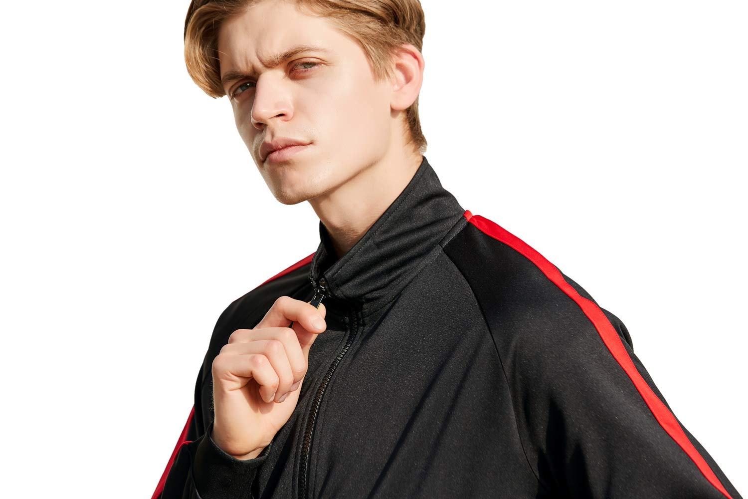 Allviper Activewear Full Zip 2 Pieces Tracksuit Set for Men Black and Red