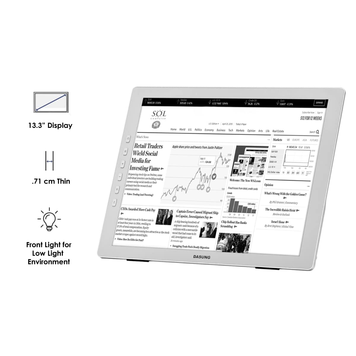 DASUNG E-Ink Paper Like 3 HD Front-Light Touch 13.3" Monitor - Silver