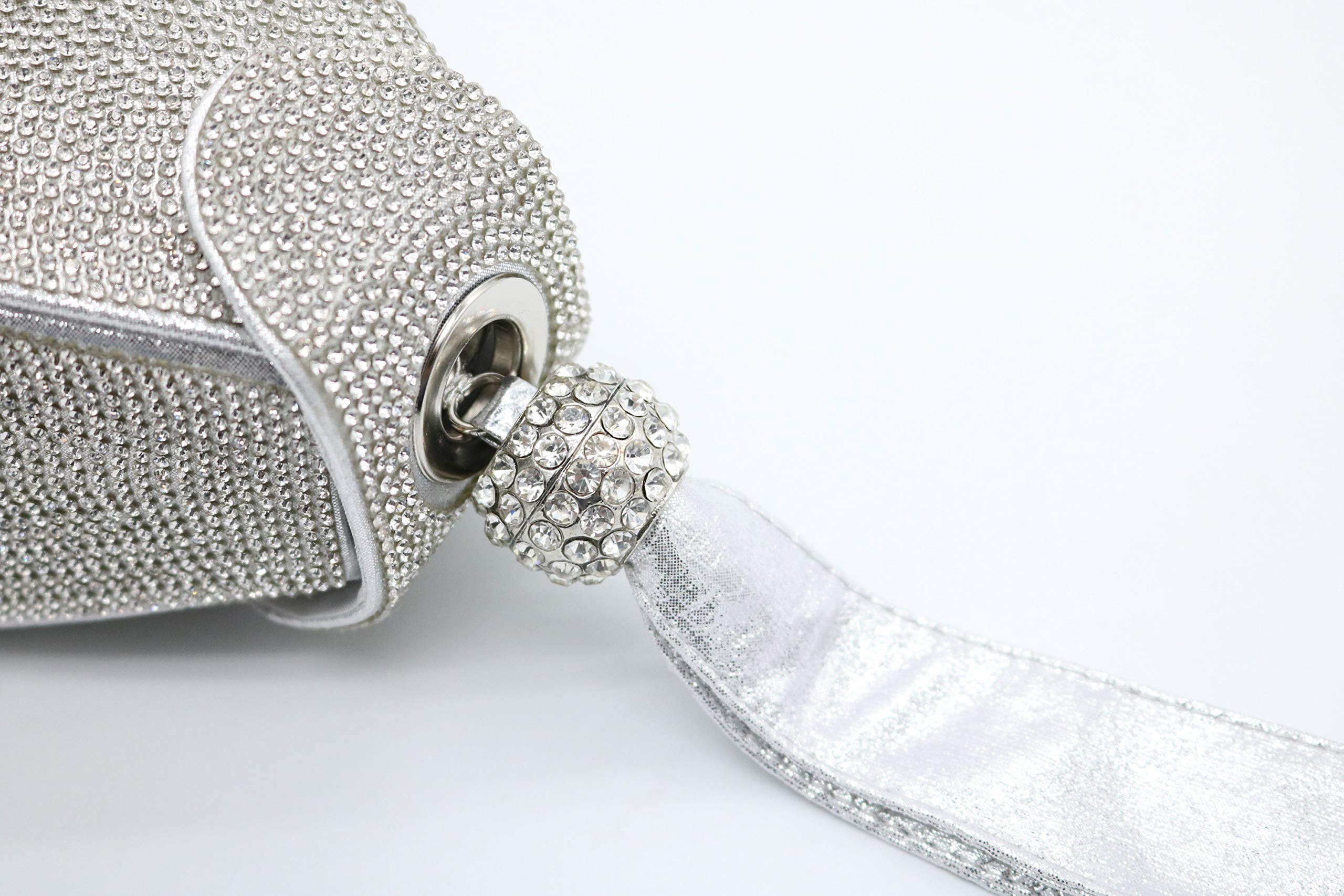 allx Full Rhinestone Fashion Evening Bag Triangle Women (Simple silver)