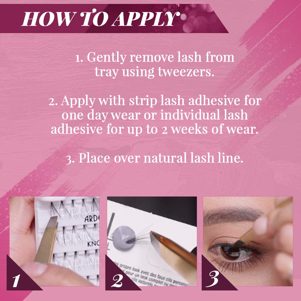 Ardell False Eyelashes Double Up Individuals Knot-Free Long Black 4 Pack