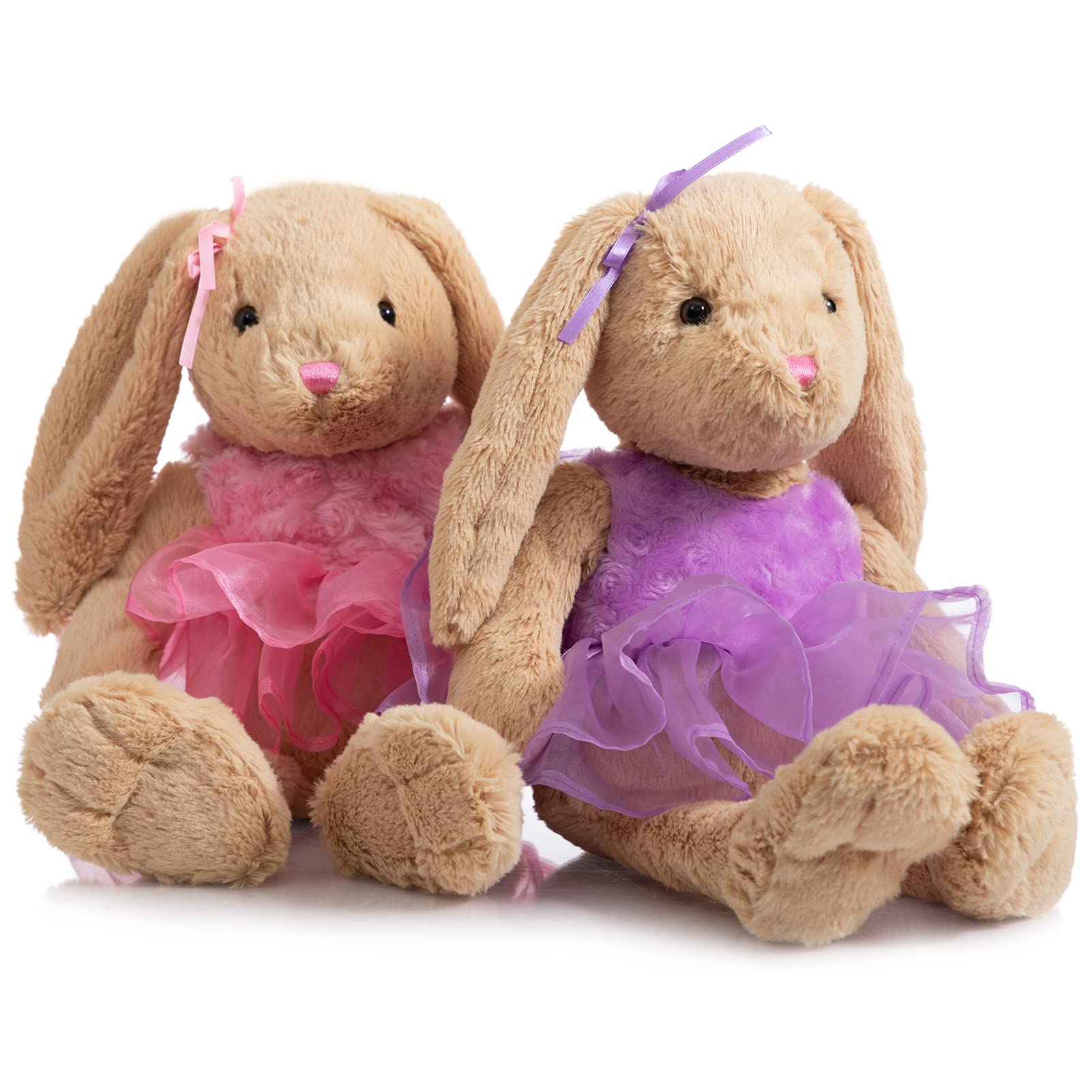 HollyHOME Ballet Bunny Stuffed Animal Plush Rabbit in Gauzy Dress Cute Easter Bunny Doll for Kids 21 inch Purple