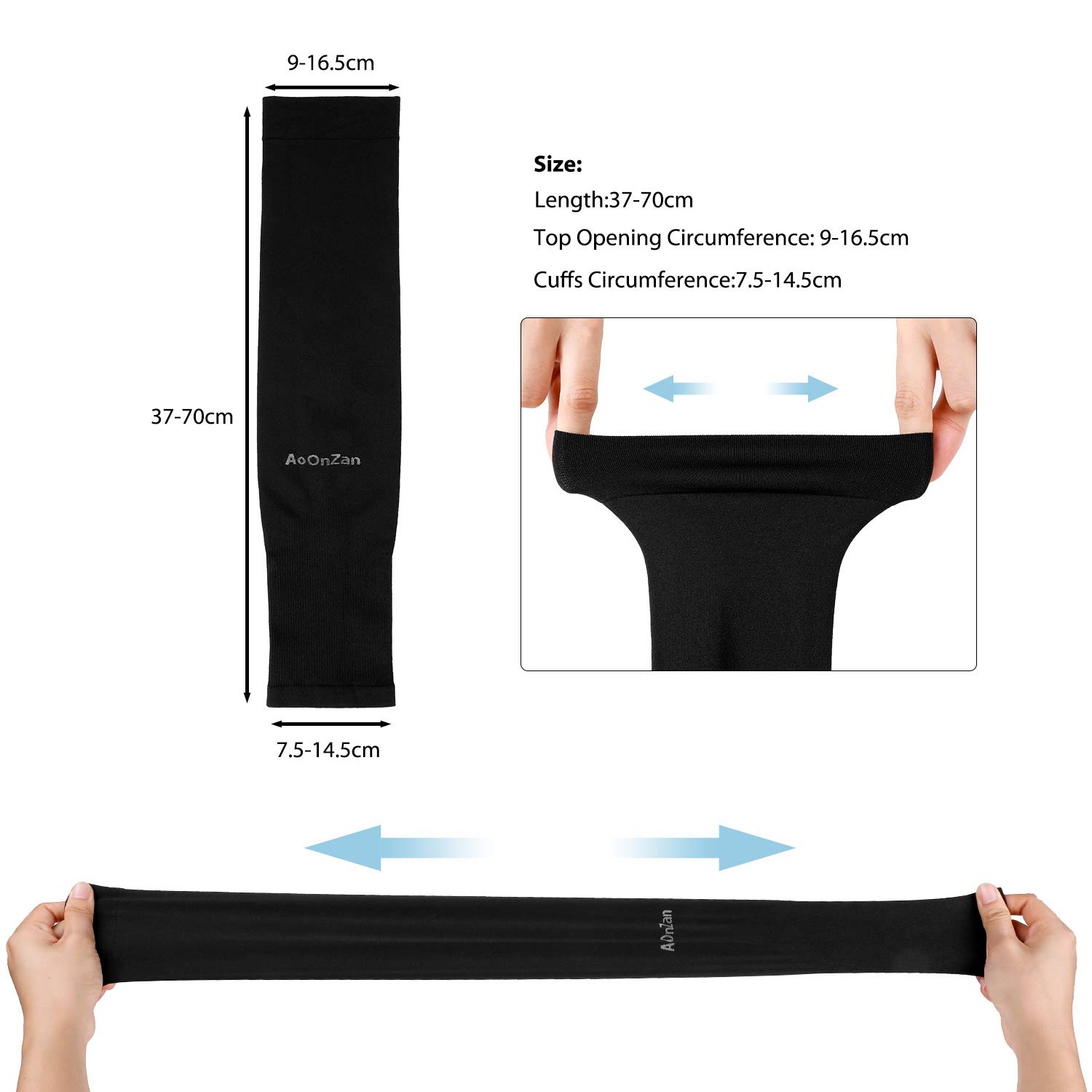 AoOnZan 5 Pairs Black Arm Sleeves UV Sun Protection for Men Women, Cooling Compression Sport Cycling Golf Arm Cover