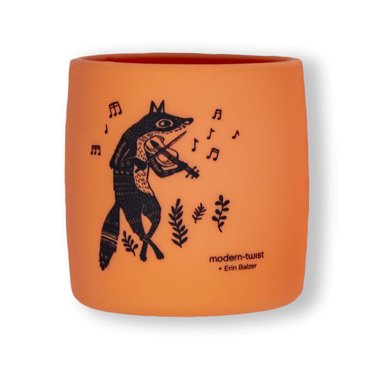 modern-twist Sip Set, Food-Grade Silicone, Waterproof, Dishwasher, Freezer Safe, Reusable Cups β Orange Fox Family, Pack of 2