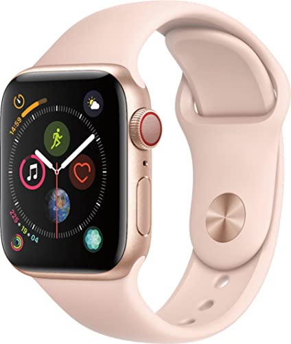 Apple Watch Series 4 (GPS + Cellular, 40MM) - Gold Aluminum Case with Pink Sand Sport Loop Band (Renewed)