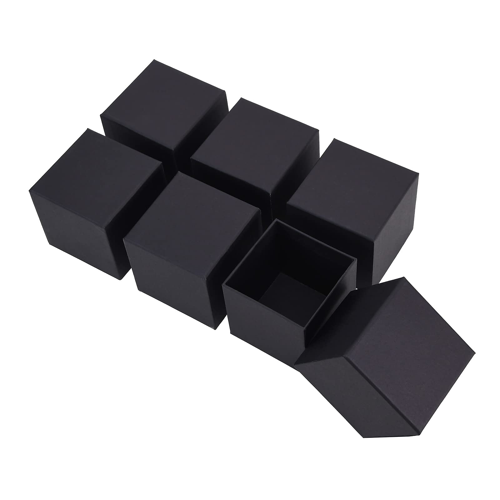 Dasofine Black Gift Boxes, 4" × 4"× 3.8" Square Box with Lid, 6pcs Small Gift Box, Candle Boxes, Gift Boxes for Present