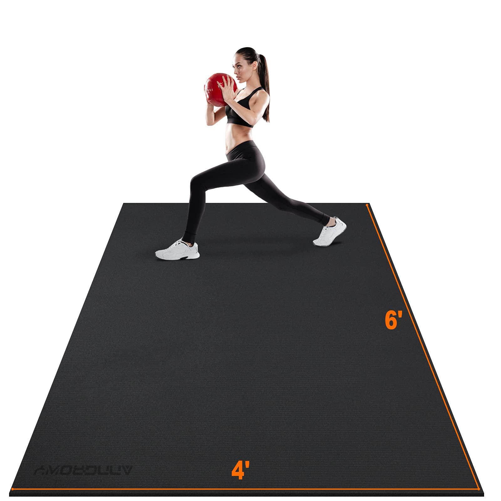 anngrowy Large Exercise Mat 6'x4'x7mm Workout Mats for Home Gym Mats Gym Flooring Rubber Workout Mat Fitness Mat Large Yoga Mat Cardio Mat for Weightlifting, Jump Rope, MMA, Stretch, Plyo, Pilates,