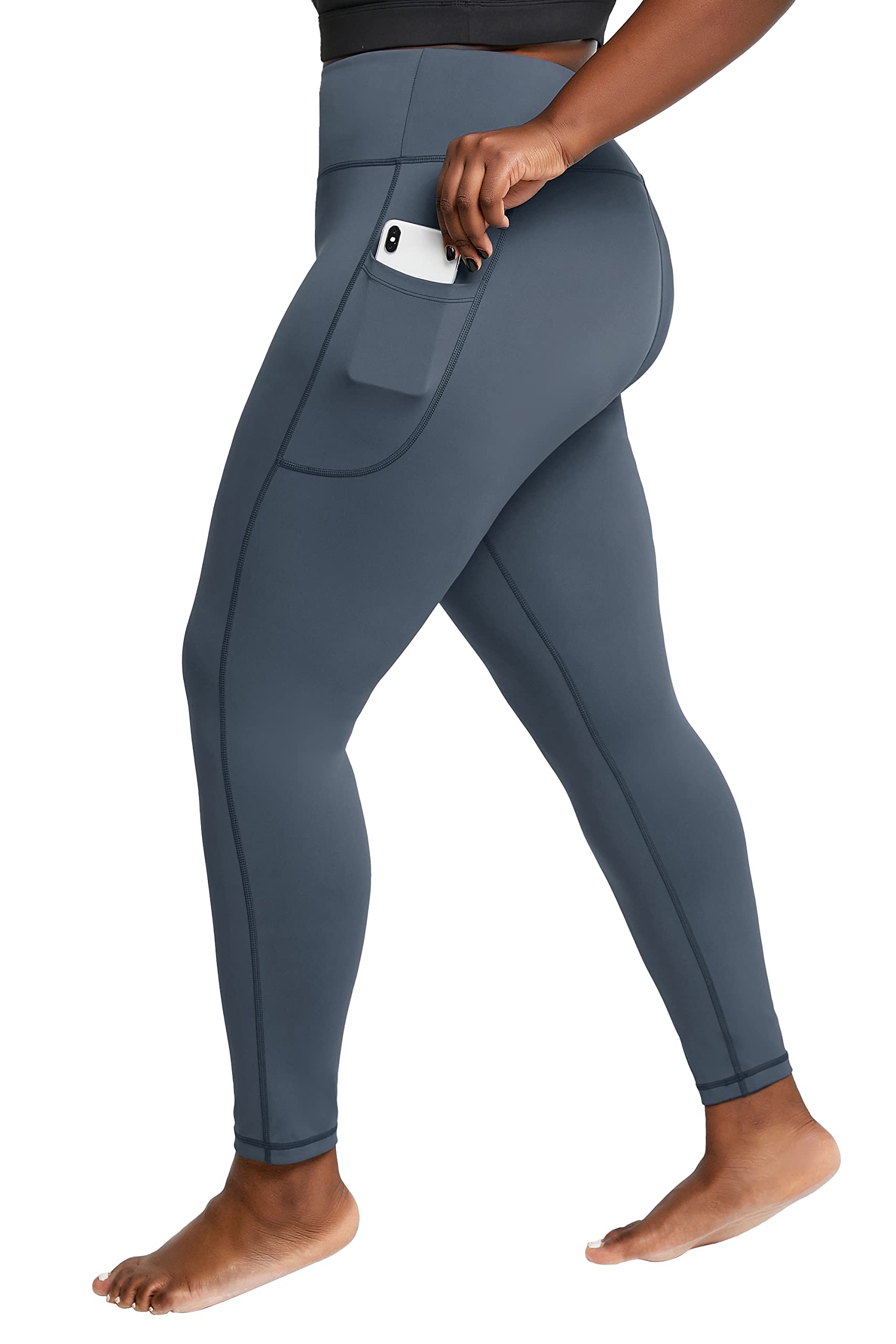 AOR YOGA Plus Size Leggings with Pockets for Squats and Tummy Control Deep Grey