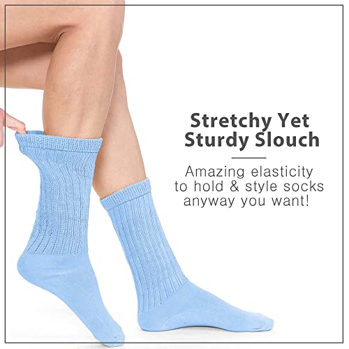 BASICO Women's Lightweight Slouch Socks (3pk- Light Blue)