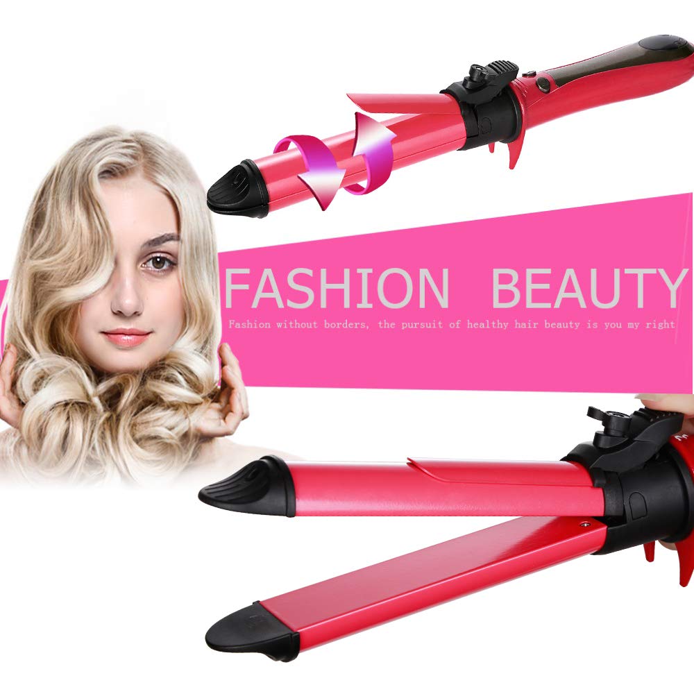 Automatic Hair Curling Iron 2 in 1 Hair Straightener Curler 1 to 1.2 Inch Spinning Hair Wand with Automatic Rotation for All Hiar Type Ceramic Flat Iron Auto Rotating Spiral(for Long Hair ONLY)