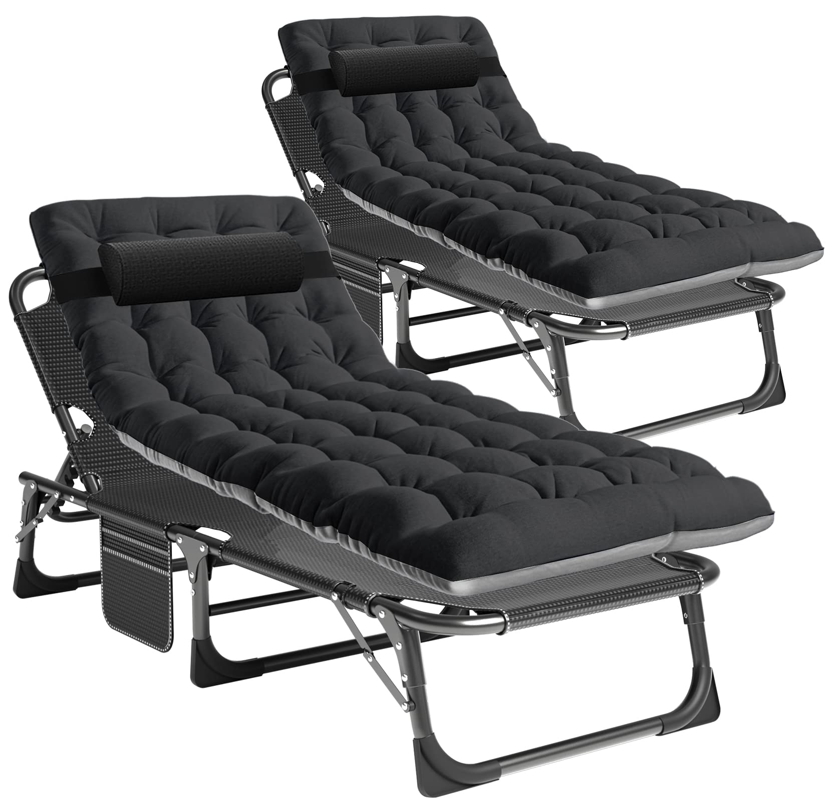 Barbella Folding Camping Cots Sleeping Cots for Adults, Adjustable 6-Position Folding Chaise Outdoor Patio Lounge Chairs, Portable Folding Bed Reclining Chair for Camping Pool Beach Patio Sun Tanning