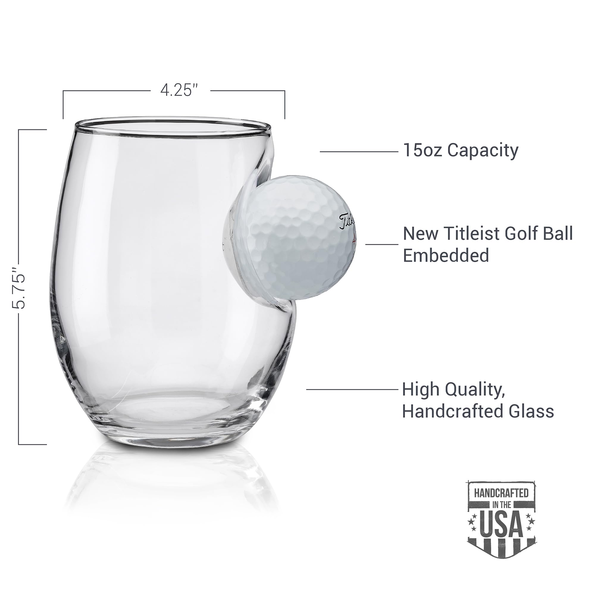 BenShot Golf Ball Wine Glass - 15oz | Made in the USA