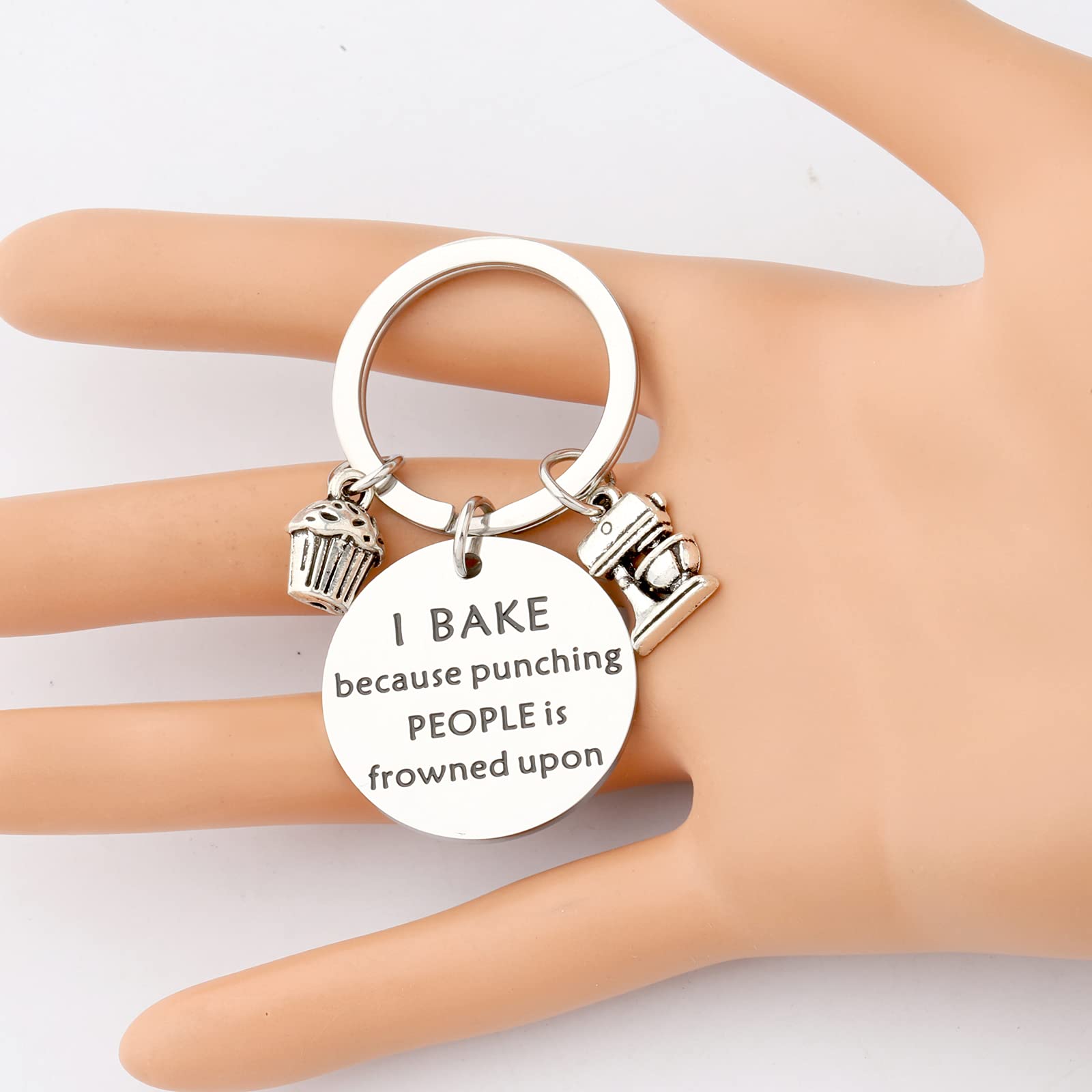 Baker Jewelry Gift for Baker Pastry Gifts Culinary School Gifts Bakers Gifts for Women Men (I BAKE because punching)