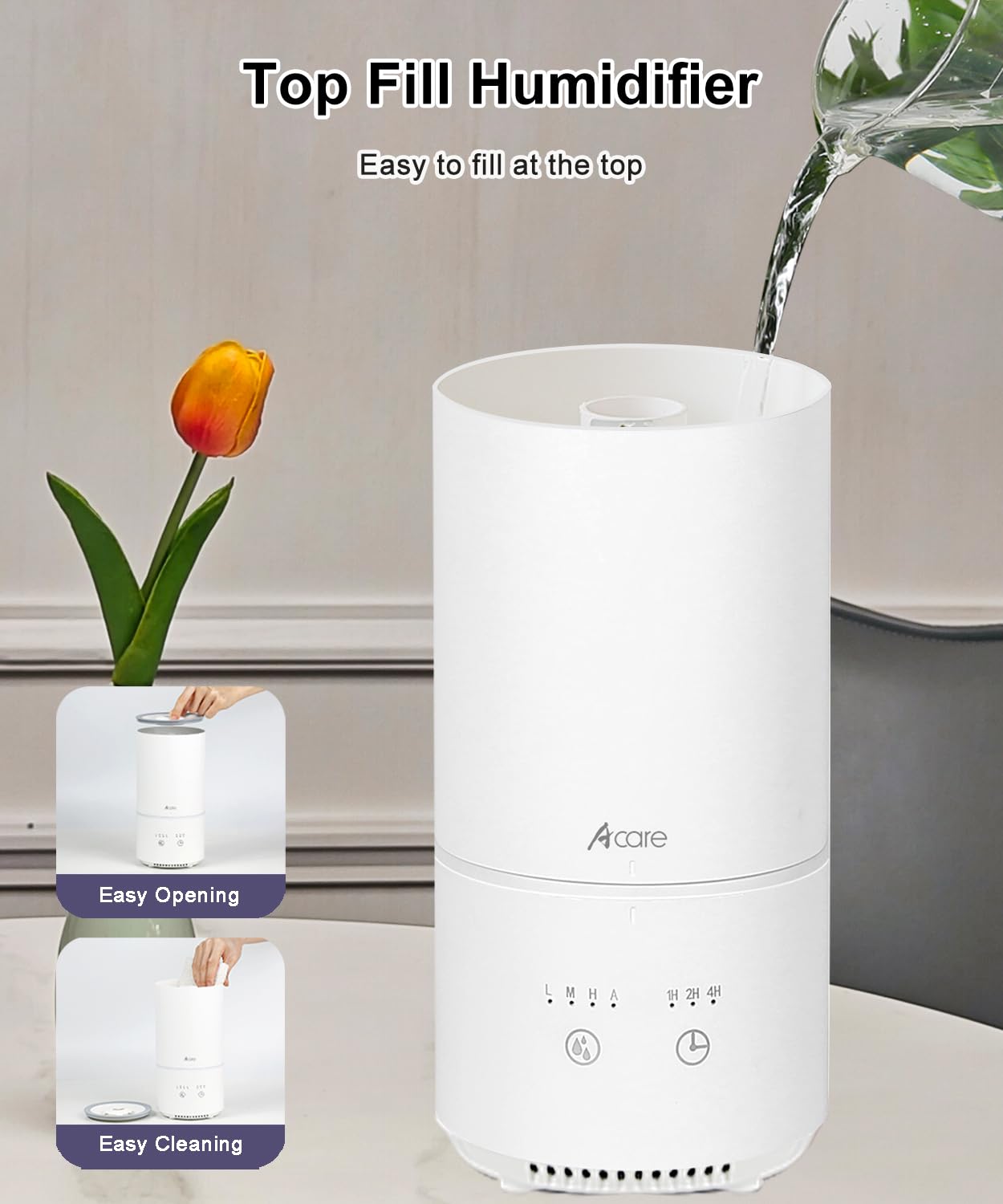 Home Humidifier for Large Room, 1000ml Essential Oil Diffuser with Timer, Top Fill Design Cool Mist Humidifier for Bedroom, Living Room, Quiet for Baby Room, Touch Button