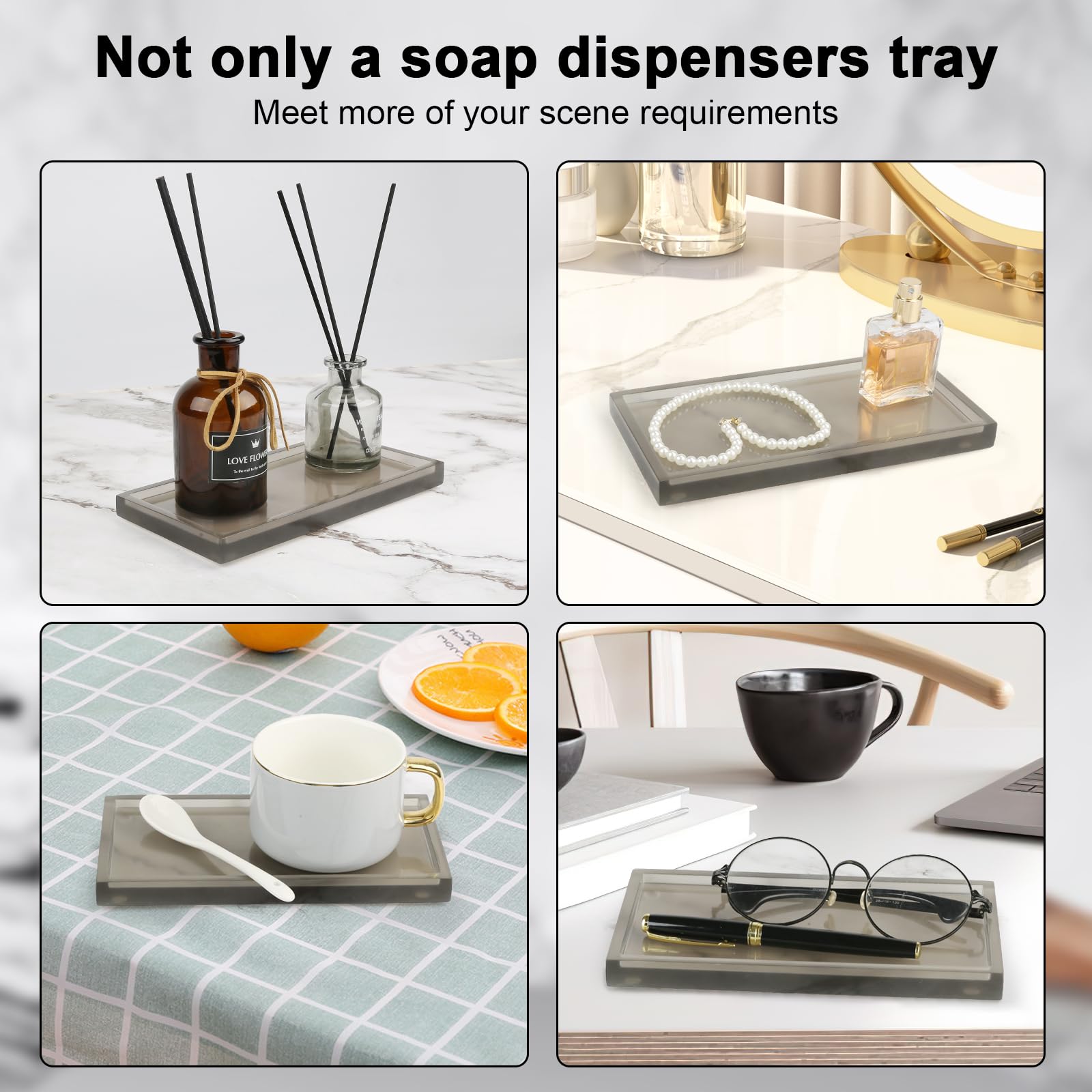 Automatic Liquid Soap Dispenser + Versatile 7.5" Silicone Resin Tray