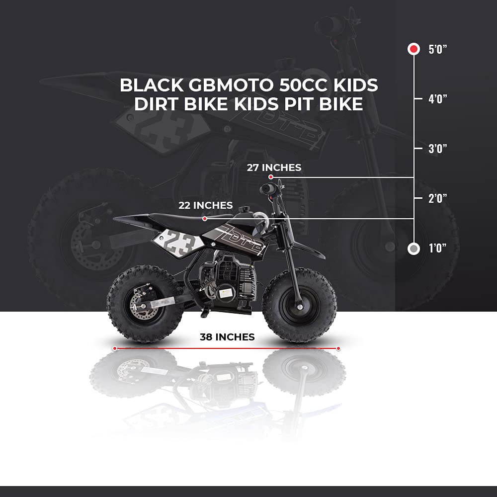 GBmoto Black 50cc Kids Pit Bike, 2-Stroke Gas Dirt Bike