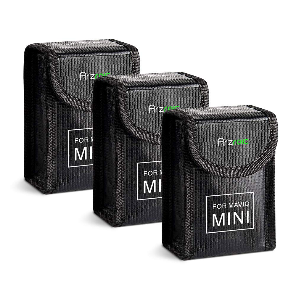 Arzroic Battery Safe Bag for DJI Mini 2 / Mini SE/Mavic Mini Accessories Explosion Proof Fireproof Carrying Case Lipo Battery Bag Pouch (Pack of 3)