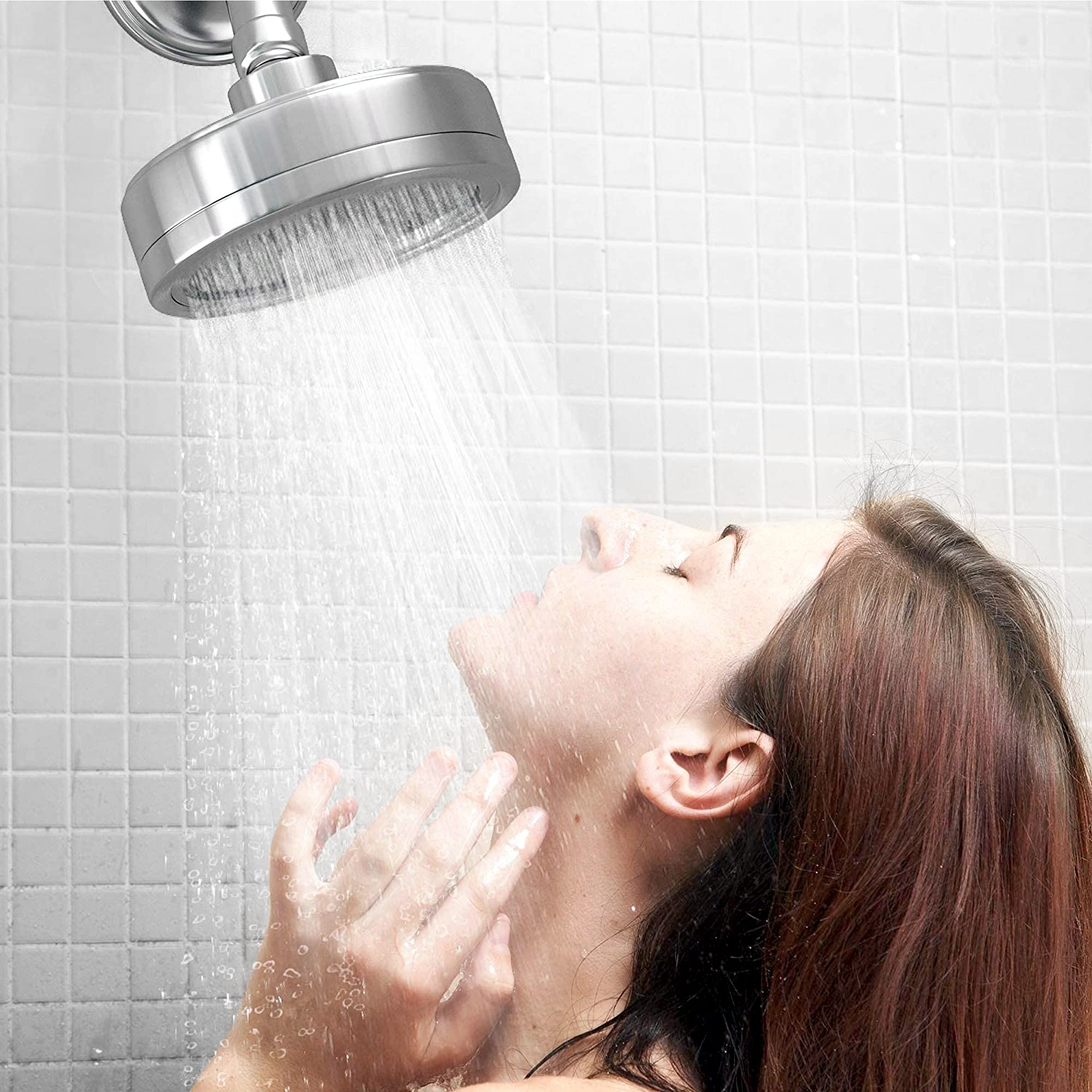 AquaHomeGroup Luxury Filtered Shower Head (Metal) 2 Cartridges Vitamin C+E+A + 5 Shower Caps - Reduses Chlorine & Sediments - Consistent Water Pressure - Massage and SPA Effery Shower Head