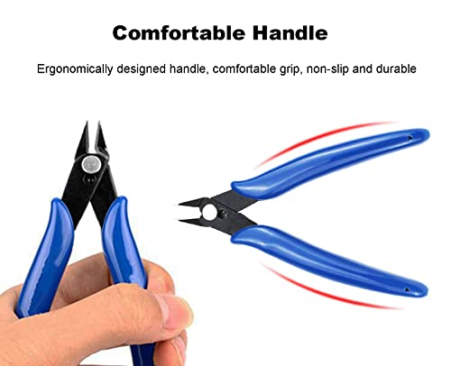 Asande 5Pcs Side Cutters Flush with Spring,Small Wire Cutters for Jewelry Making,Precision Wire Snips,Side Cutting Pliers,Zip Tie Cutter (Blue-5 Inches) Blue-5pcs