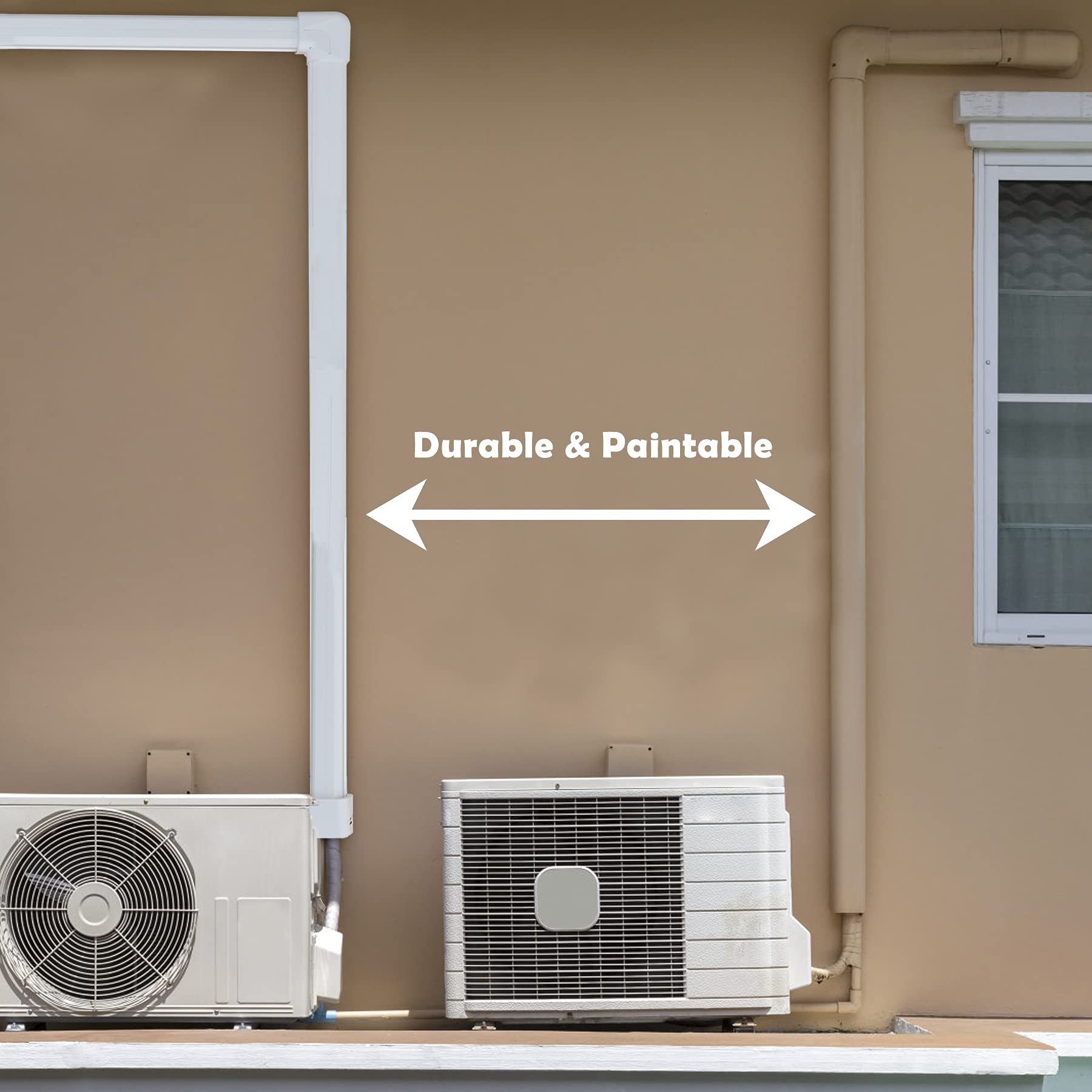 GCGOODS 4in 9ft Decorative PVC Line Set Cover Kit for Ductless Mini Split Air Conditioners, Central AC and Heat Pumps
