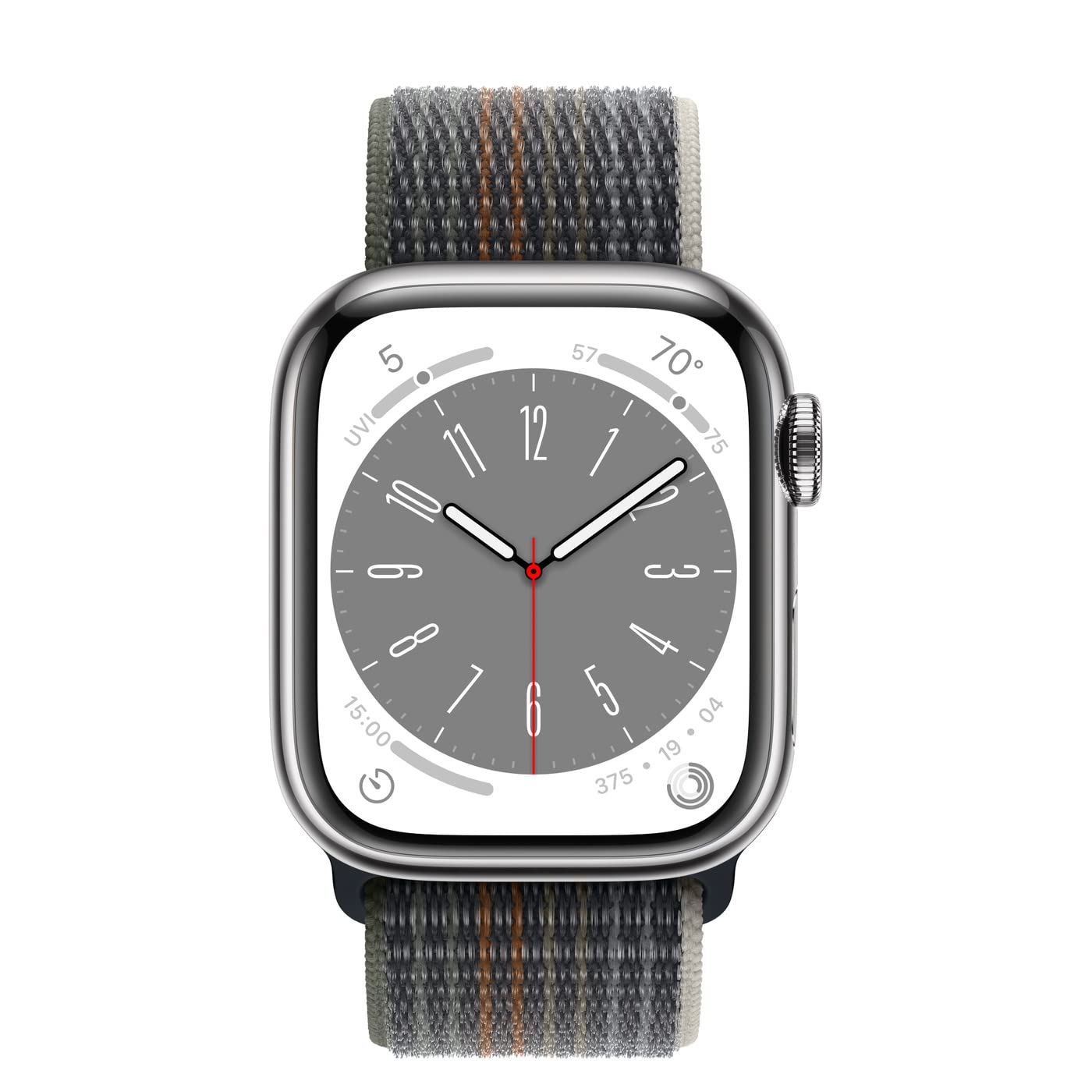 Apple Watch Series 8 (GPS + Cellular, 41MM) - Silver Stainless Steel Case with Midnight Sport Loop (Renewed)