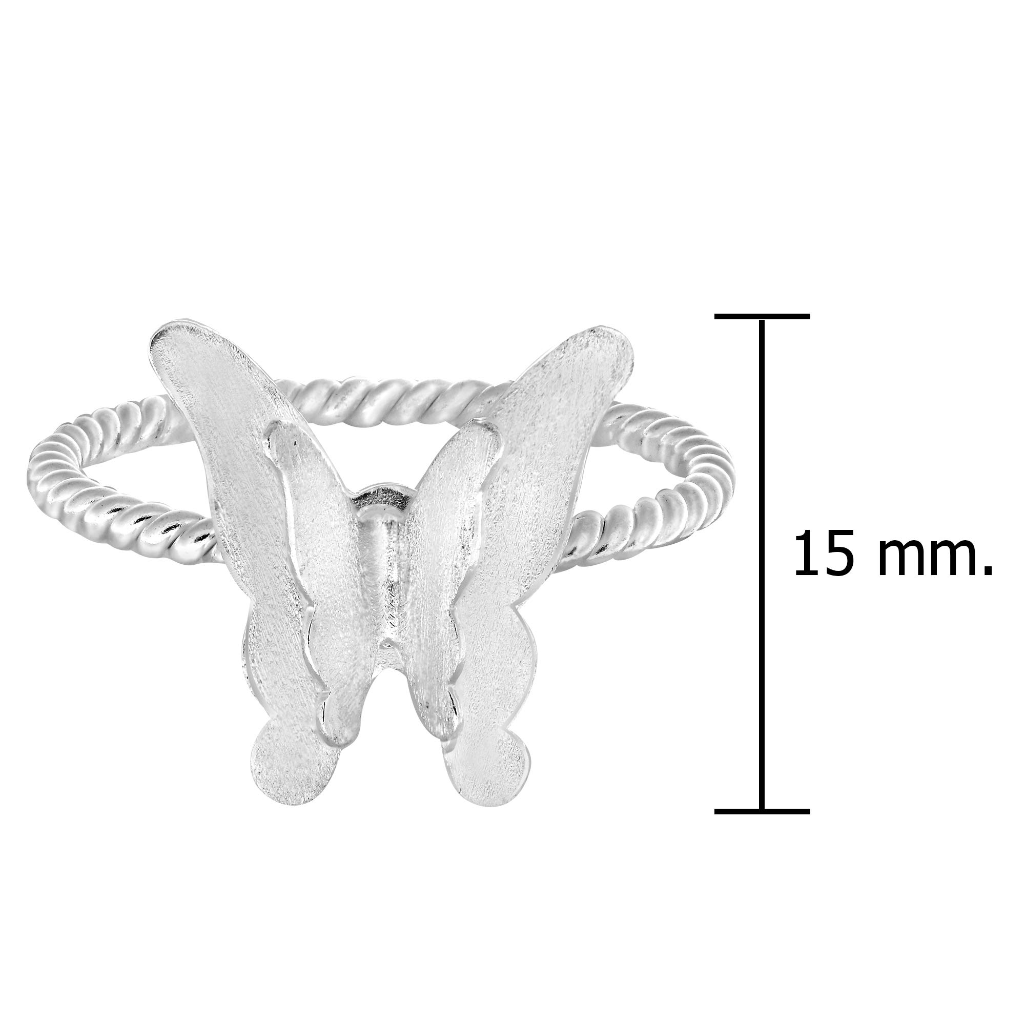 AeraVida Magical Satin Shine 3D Butterfly of .925 Sterling Silver Twisted Band Ring (9)