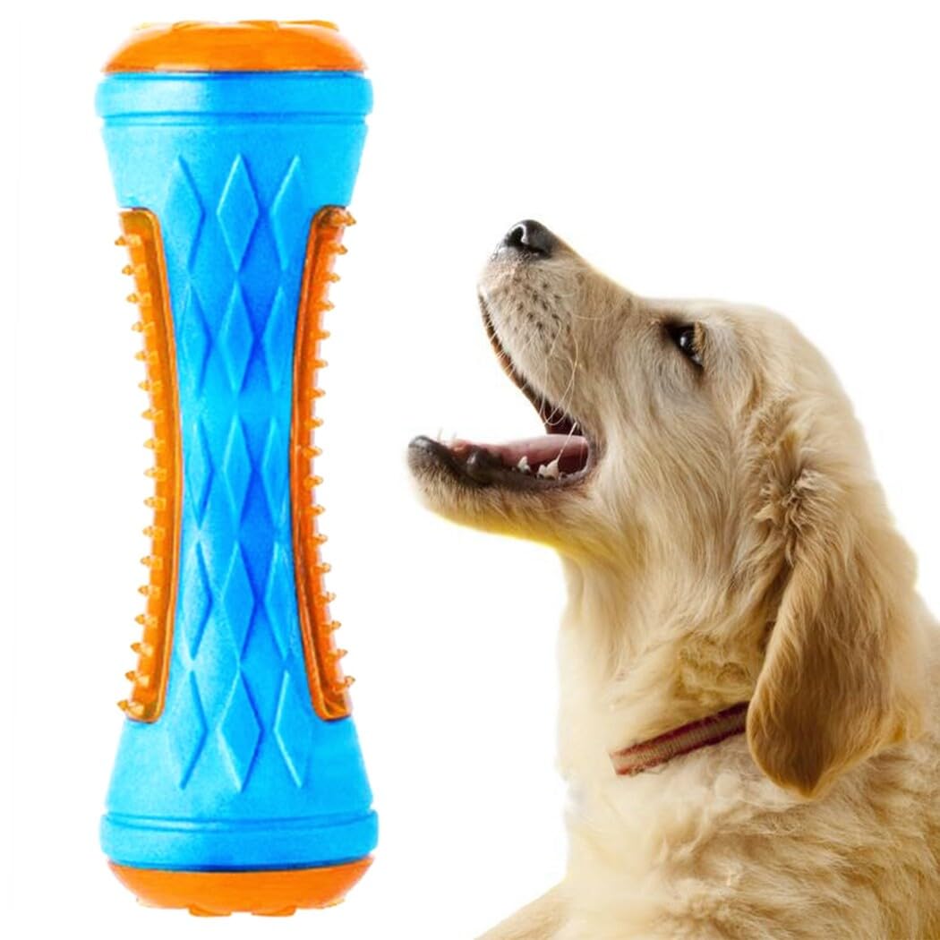 BOSREROY Puppy Dental Cleaning Training Toy Squeaky Pet Interactive Teeth Rubber Portable Throwing Chew Toy Dog Reusable